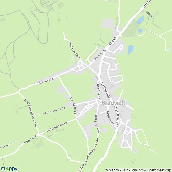 Map Bradwell: map of Bradwell (S33 9) and practical information