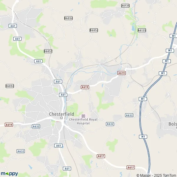 Map Chesterfield: map of Chesterfield (S40 1) and practical information