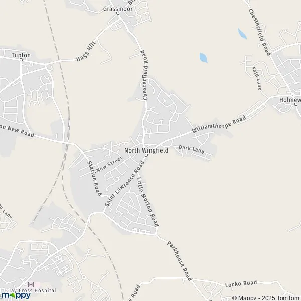 Map North Wingfield: map of North Wingfield (S42 5) and practical ...