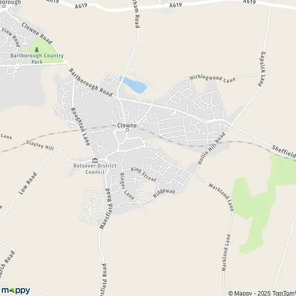 Map Clowne: map of Clowne (S43 4) and practical information