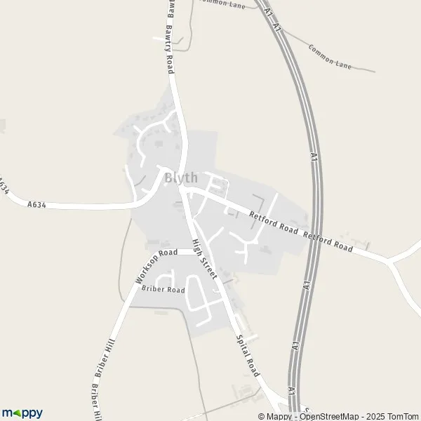 Map Blyth: map of Blyth (S81 8) and practical information