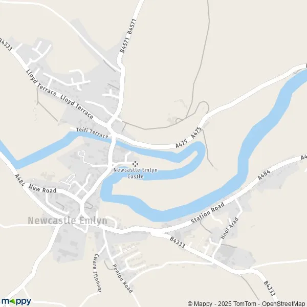 Map Newcastle Emlyn: map of Newcastle Emlyn (SA38 9) and practical ...