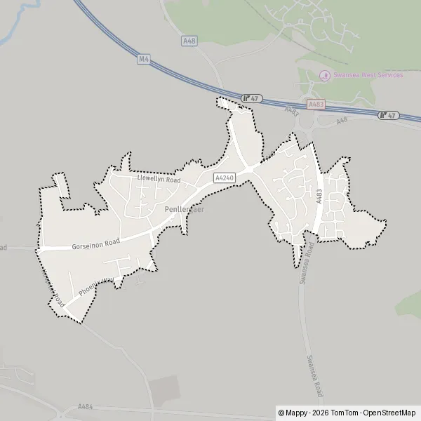 Map Penllergaer: map of Penllergaer (SA4 9) and practical information