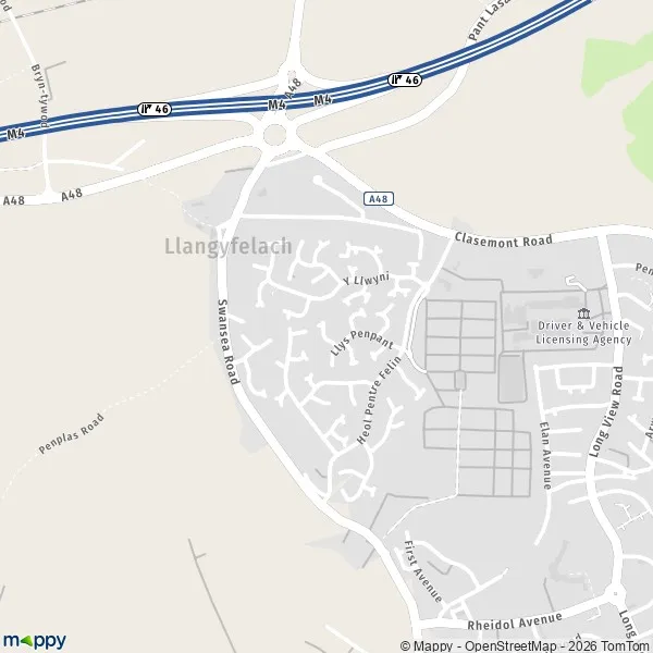 Map Llangyfelach: map of Llangyfelach (SA5 7) and practical information
