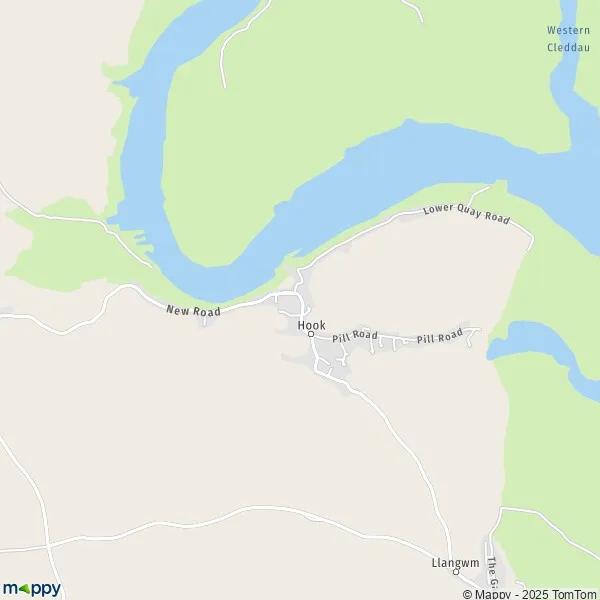 Map Hook: map of Hook (SA62 4) and practical information