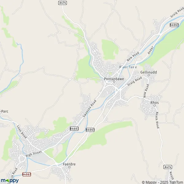 Map Pontardawe: map of Pontardawe (SA8 4) and practical information