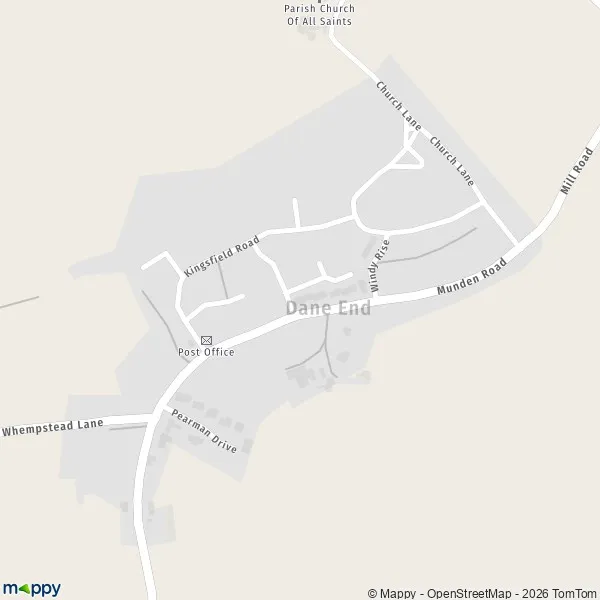 Map Dane End: map of Dane End (SG12 0) and practical information