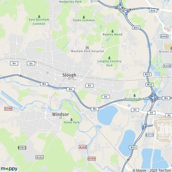 Map Slough: map of Slough (SL1 0) and practical information