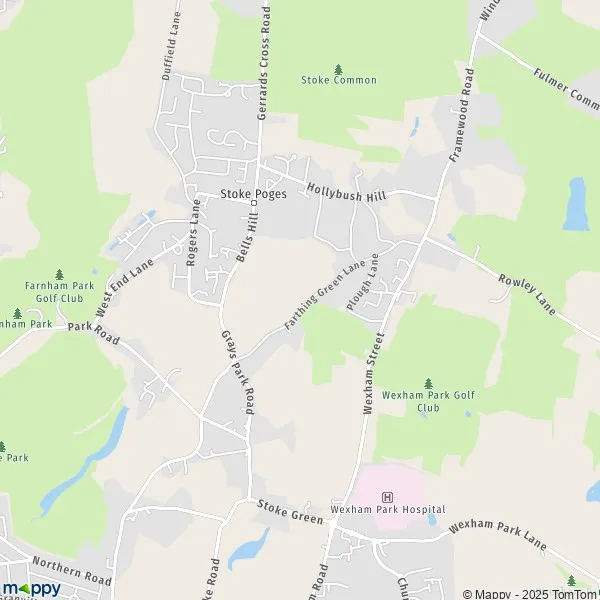 Map Stoke Poges: map of Stoke Poges (SL2 4) and practical information