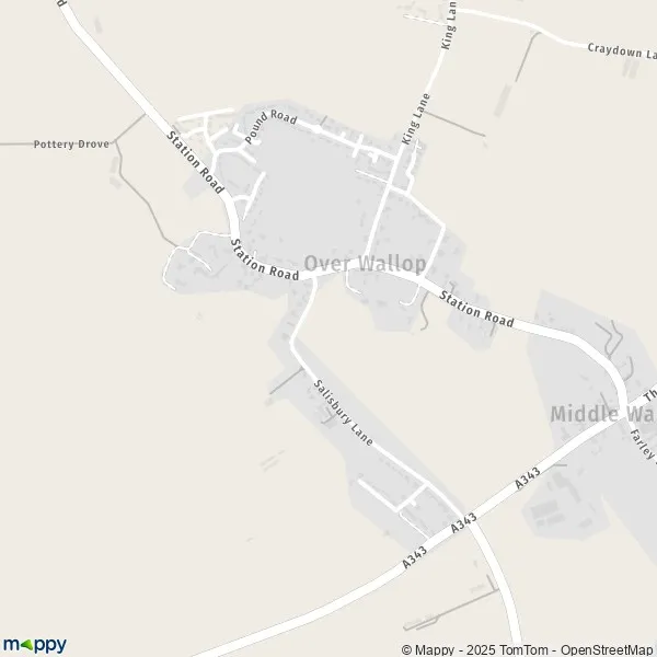 Map Over Wallop: map of Over Wallop (SO20 8) and practical information