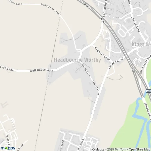 Map Headbourne Worthy: map of Headbourne Worthy (SO23 7) and practical ...