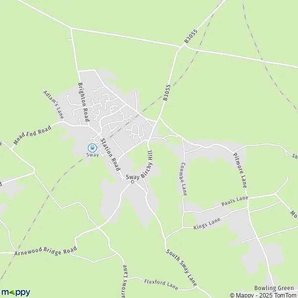 Map Sway: map of Sway (SO41 6) and practical information