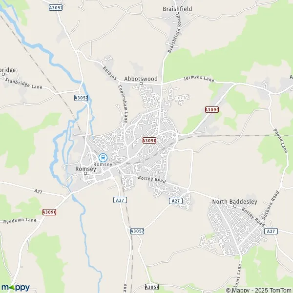 Map Romsey: map of Romsey (SO51 8) and practical information