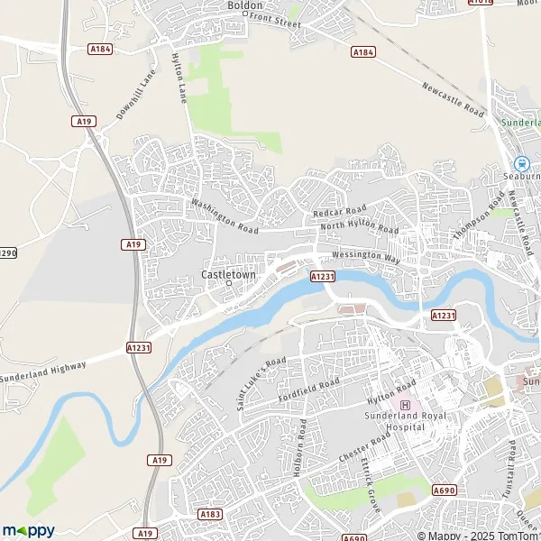 Map Castletown: map of Castletown (SR5 3) and practical information