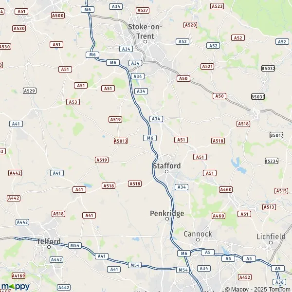 Map Stafford: map of Stafford (ST15 8) and practical information