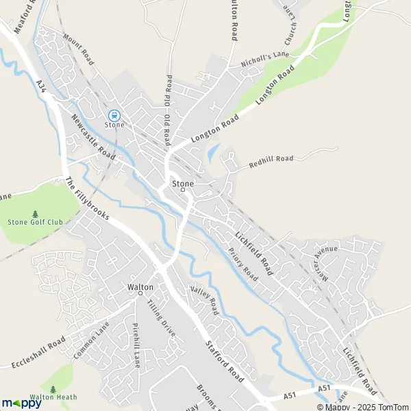 Map Stone: map of Stone (ST15 8) and practical information