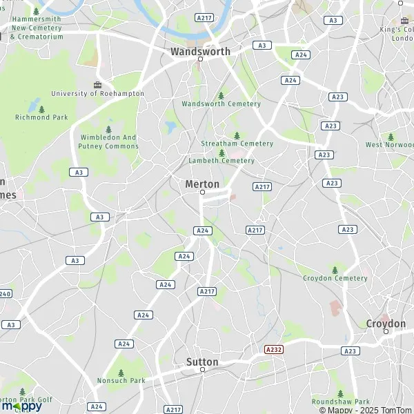 Map Merton: map of Merton (SW20 9JT) and practical information