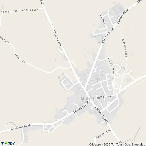 Map Malpas: map of Malpas (SY14 8) and practical information