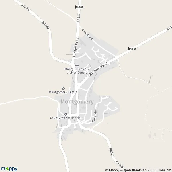 Map Montgomery: map of Montgomery (SY15 6) and practical information