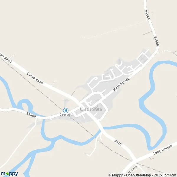 Map Caersws: map of Caersws (SY17 5) and practical information