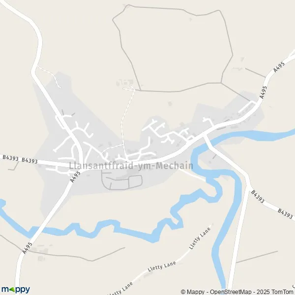 Map Llansantffraid-Ym-Mechain: map of Llansantffraid-Ym-Mechain (SY22 6 ...