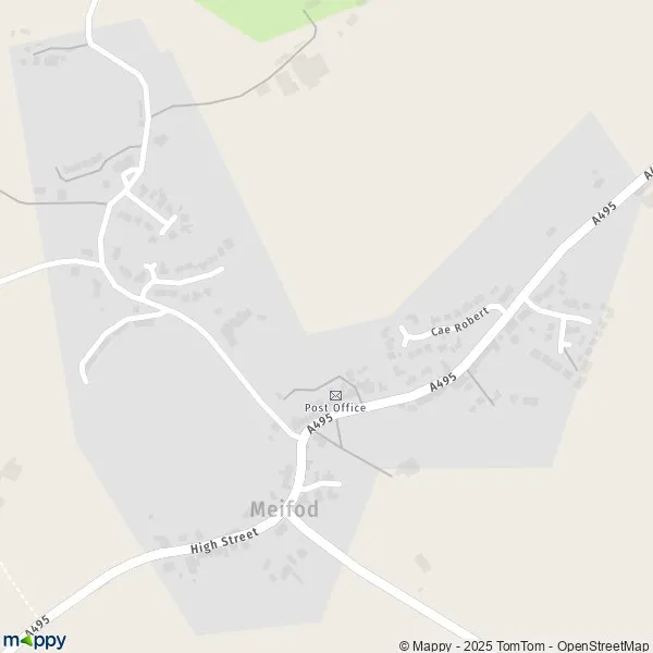 Map Meifod: map of Meifod (SY22 6) and practical information