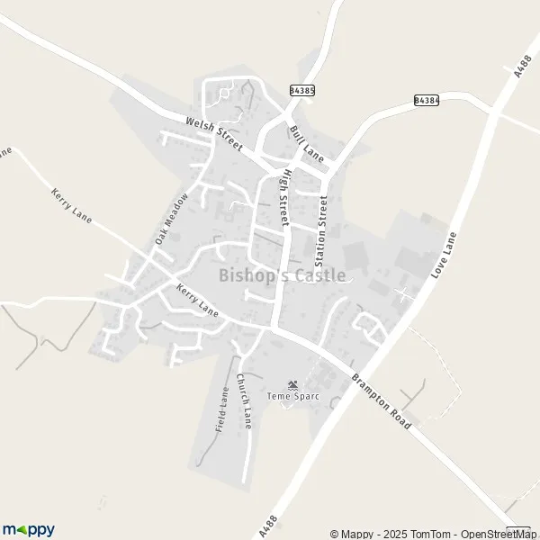 Map Bishop's Castle: map of Bishop's Castle (SY9 5) and practical ...