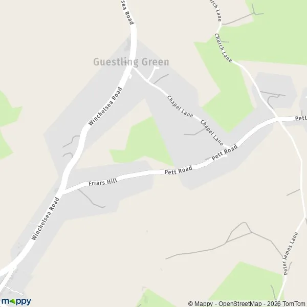 Map Guestling Green: map of Guestling Green (TN35 4) and practical ...