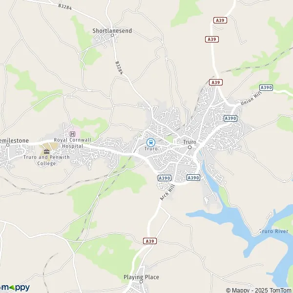 Map Truro: map of Truro (TR1 2) and practical information