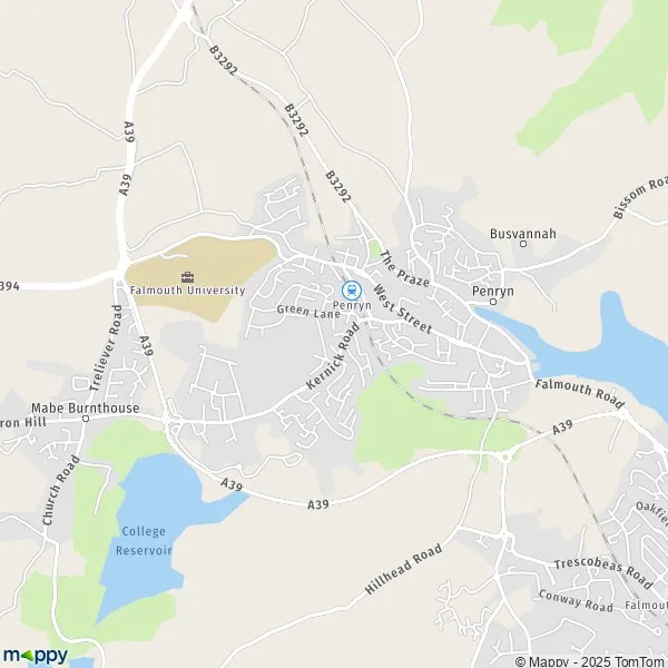 Map Penryn: map of Penryn (TR10 8) and practical information