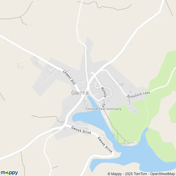 Map Gweek: map of Gweek (TR12 6) and practical information