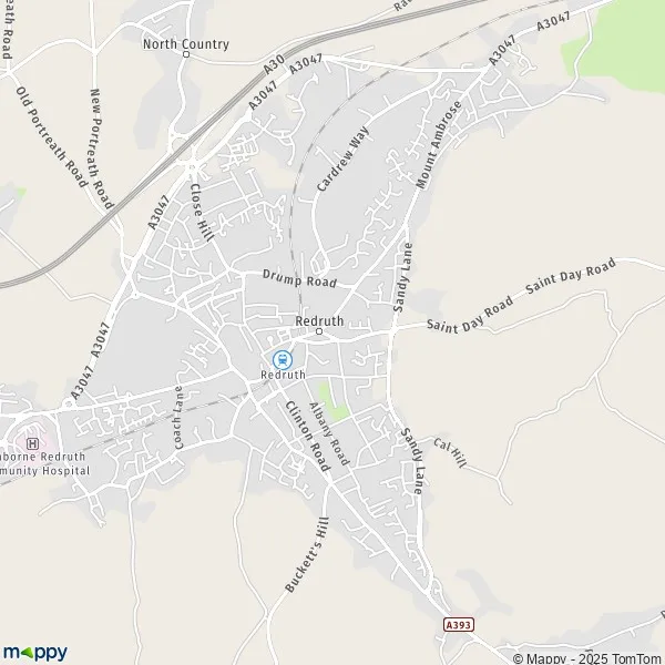 Map Redruth: map of Redruth (TR15 2) and practical information