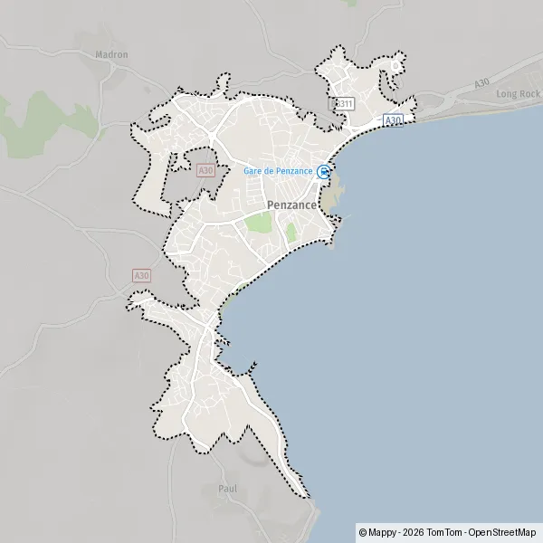 Map Penzance: map of Penzance (TR18 2) and practical information