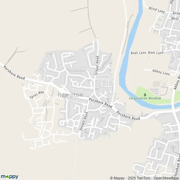 Map Hampton: map of Hampton (WR11 2) and practical information