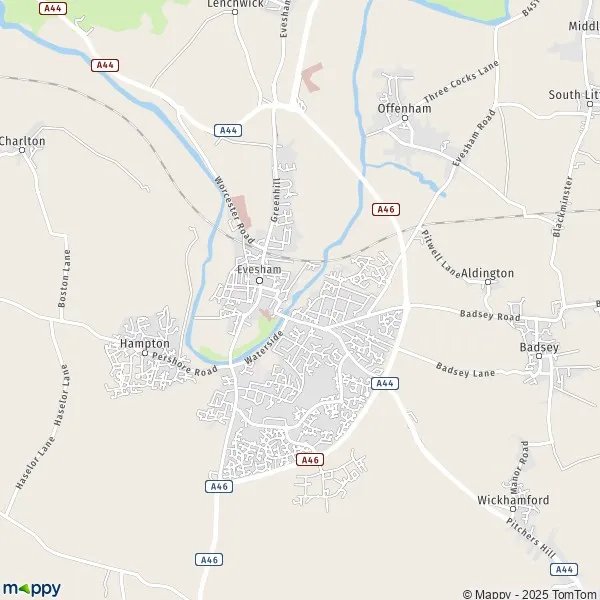 Map Evesham: map of Evesham (WR11 4) and practical information