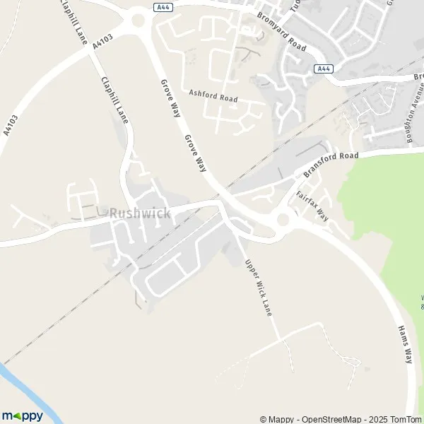 Map Rushwick: map of Rushwick (WR2 5) and practical information