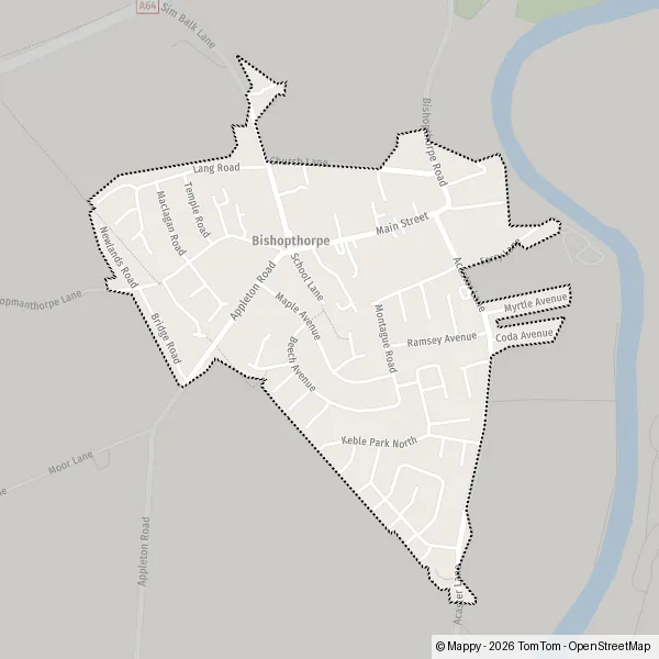 Map Bishopthorpe: map of Bishopthorpe (YO23 2) and practical information