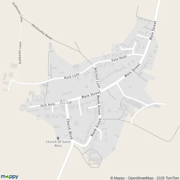 Map Alne: map of Alne (YO61 1) and practical information